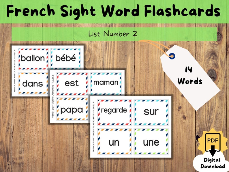 French Sight Word Flashcards BUNDLE 1-5 Basic French - Etsy