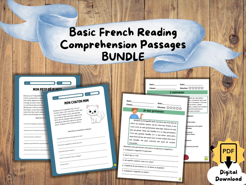 BUNDLE Basic French Reading Comprehensions (french Learning, Classroom ...