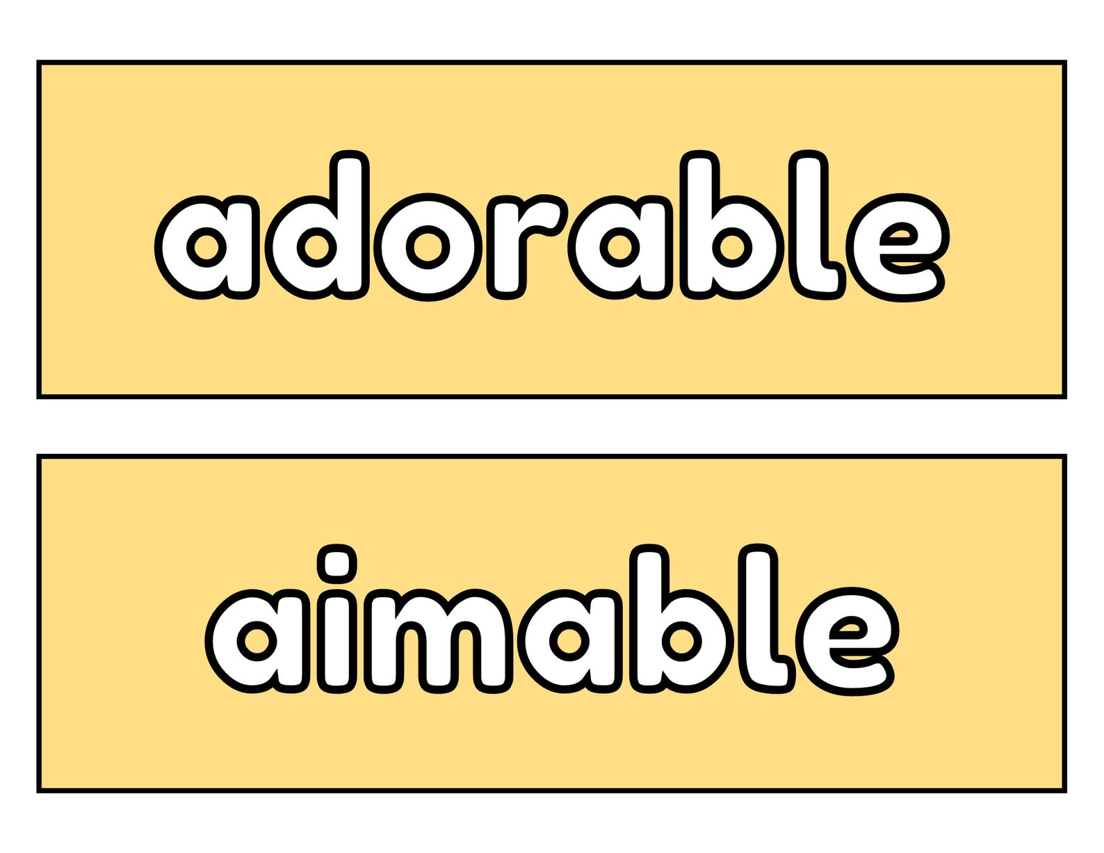 French Adjectives for Classroom Word Walls (french Vocabulary ...