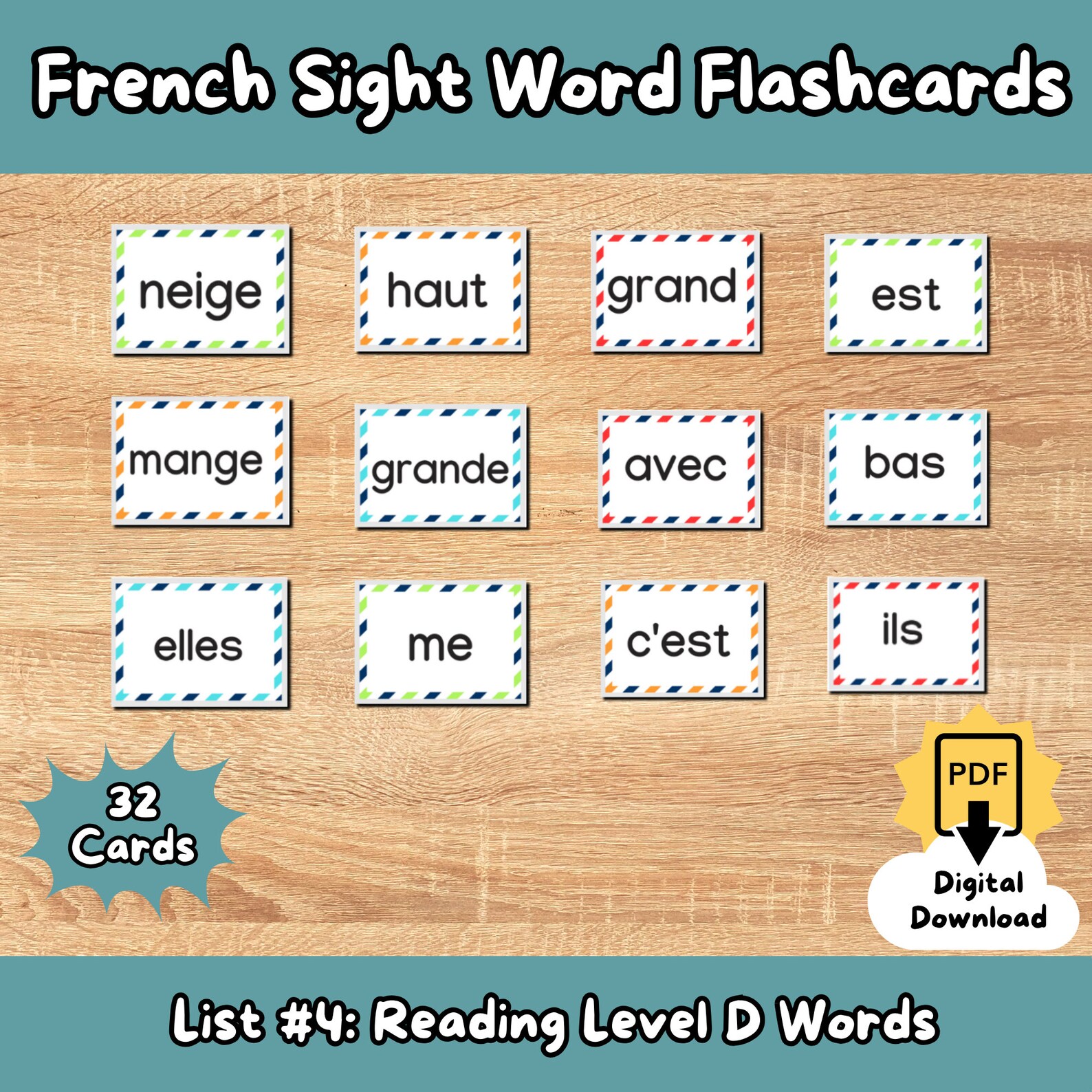 French Sight Word Flashcards (level 4) - Basic French Learning ...