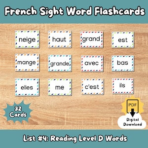 French Sight Word Flashcards level 4 Basic French Learning, Classroom ...