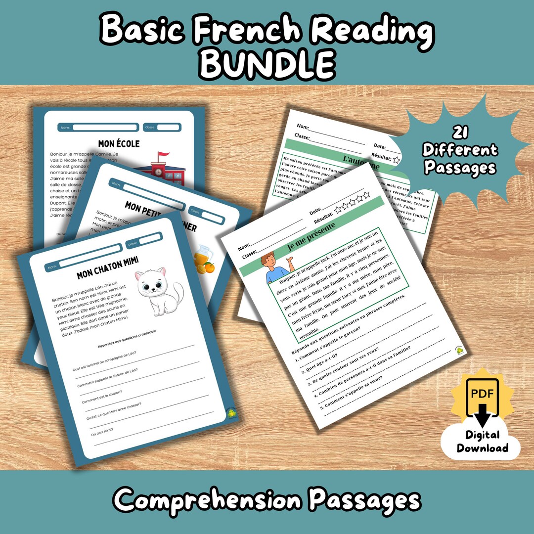 BUNDLE Basic French Reading Comprehensions (french Learning, Classroom ...