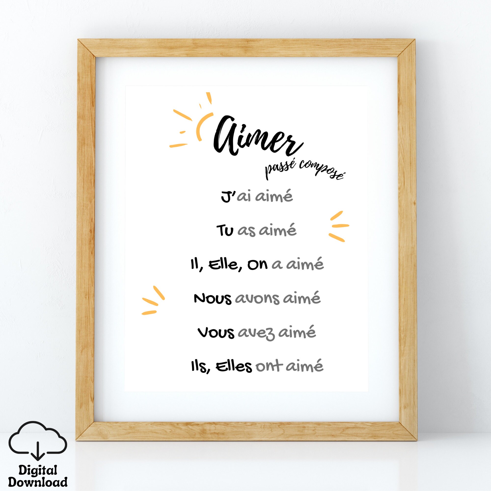 French Classroom Poster - Le Verbe AIMER (classroom Decor, Language ...