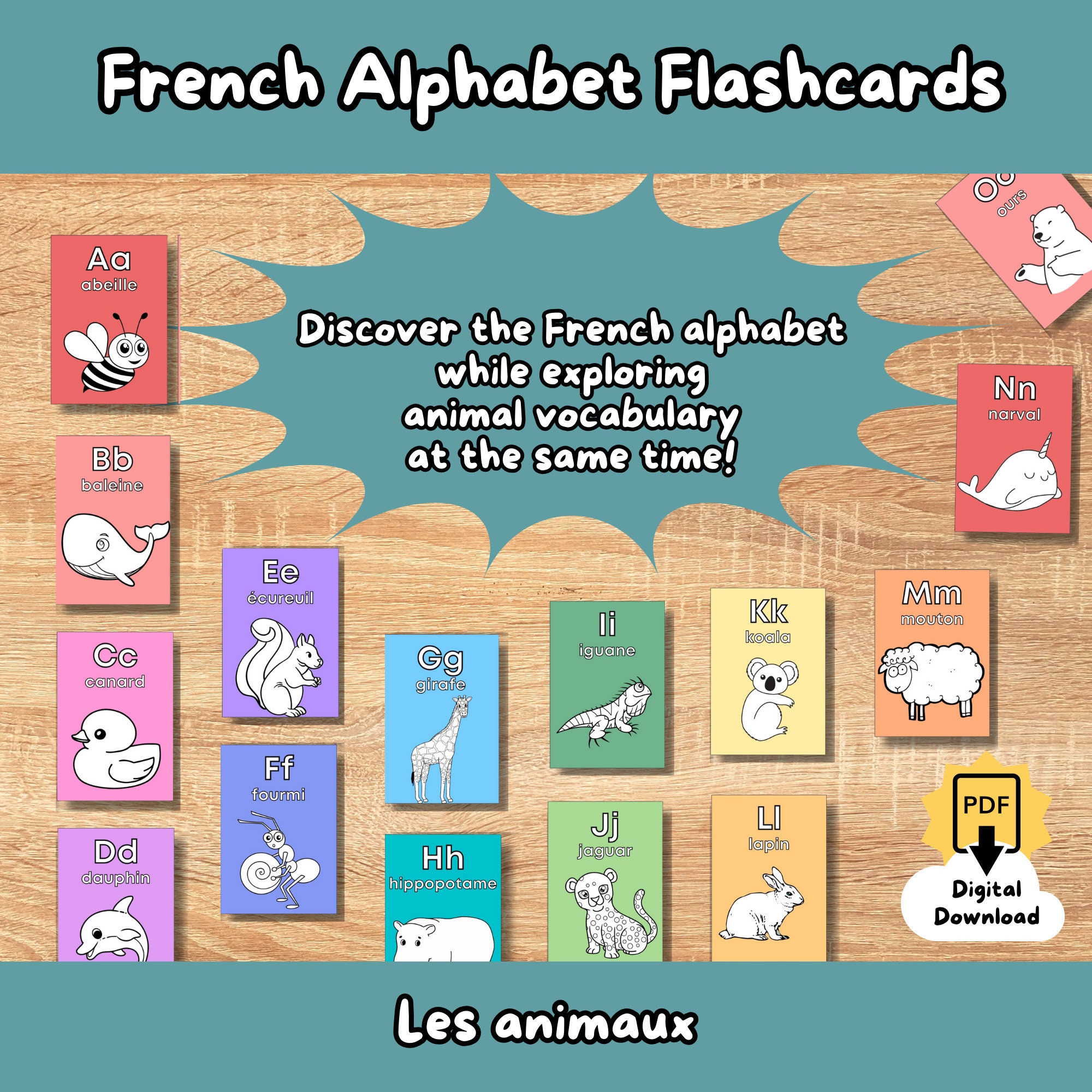 French Alphabet Flashcards basic French Learning, Classroom Printable ...