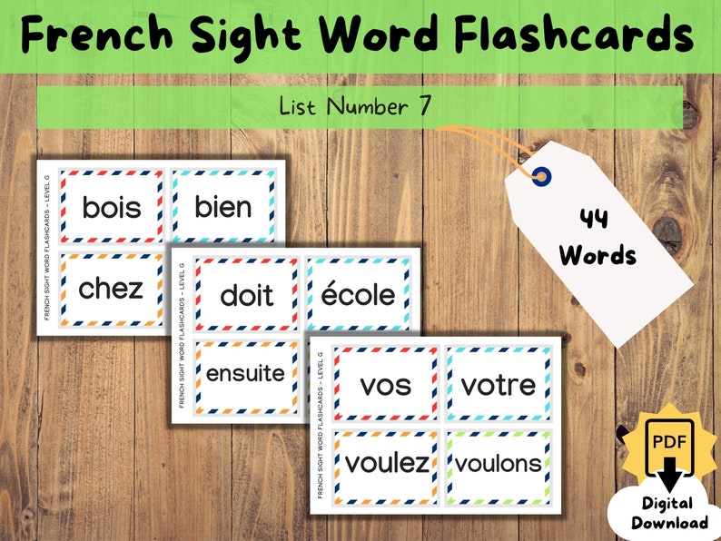 French Sight Word Flashcards BUNDLE 6-10 Basic French - Etsy