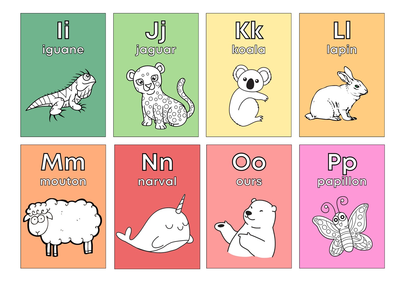 French Alphabet Flashcards (basic French Learning, Classroom Printable ...