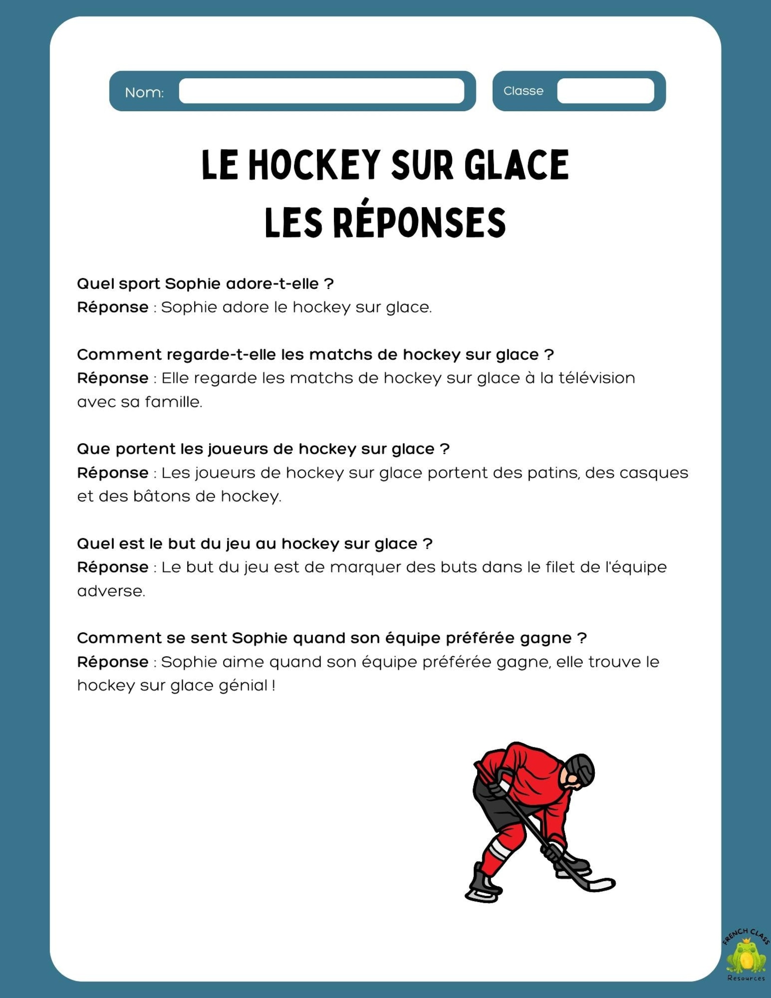 Basic French Reading Comprehension #2 (french Learning, Classroom ...