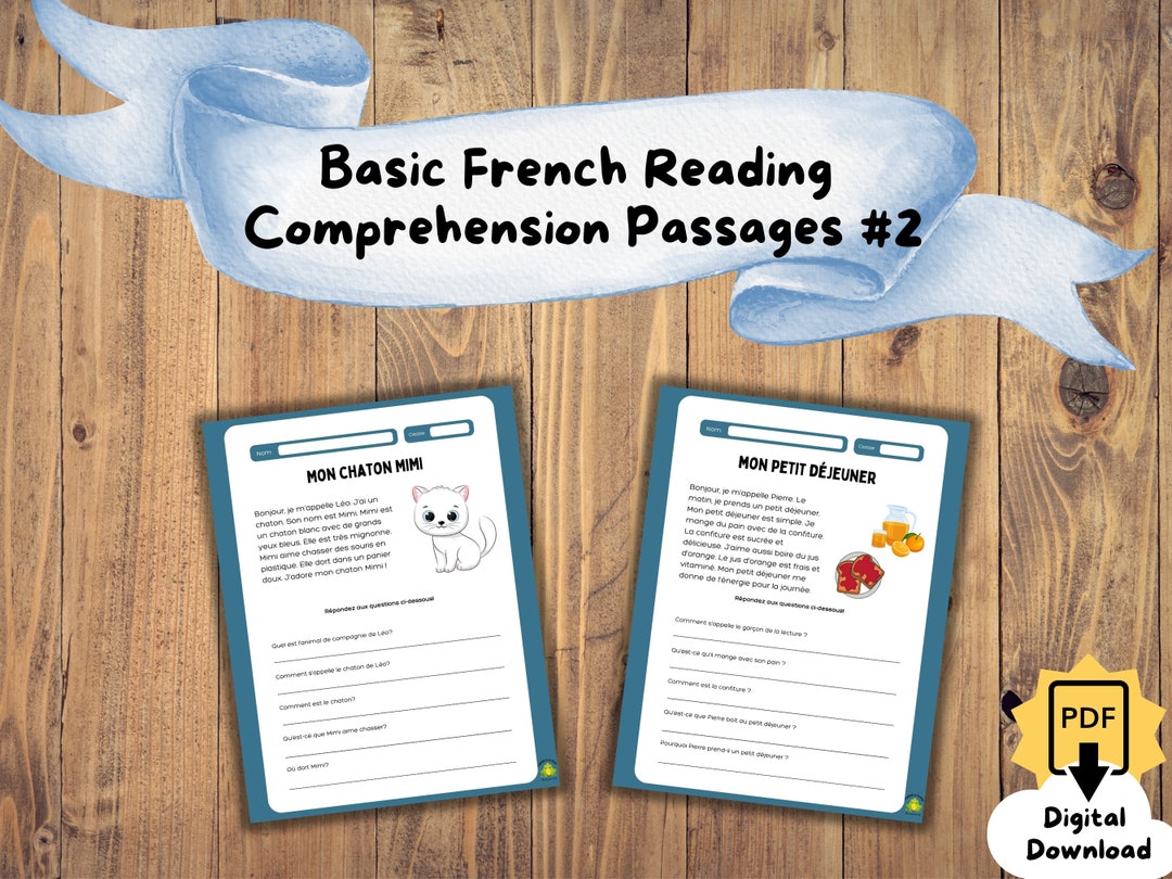 Basic French Reading Comprehension 2 french Learning, Classroom ...