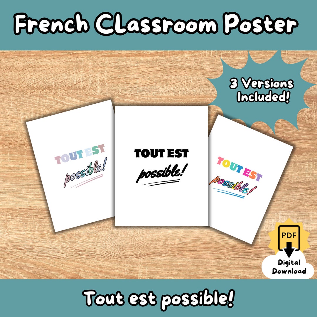 French Classroom Poster - Tout Est Possible! (classroom Decor ...