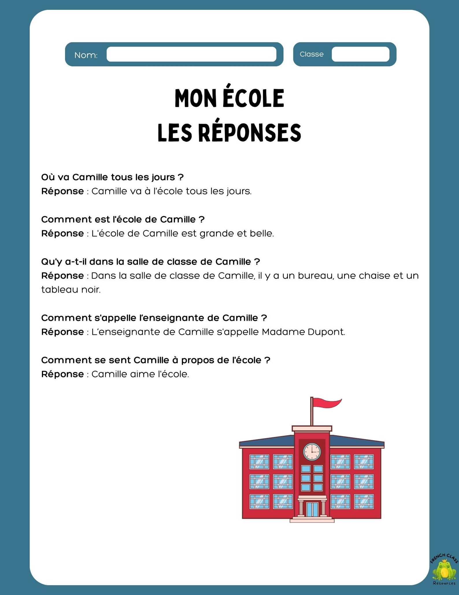 Basic French Reading Comprehension #2 (french Learning, Classroom ...