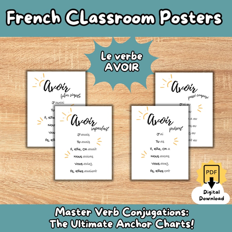 French Classroom Poster - Le Verbe AVOIR (classroom Decor, Language ...