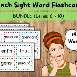 French Sight Word Flashcards (BUNDLE 6-10) - Basic French Learning ...