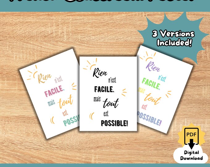 FRENCH CLASSROOM POSTERS | Growth Mindset and Motivational Posters for ...