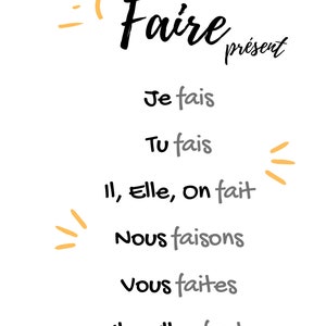 French Classroom Poster - Le Verbe FAIRE (classroom Decor, Language ...