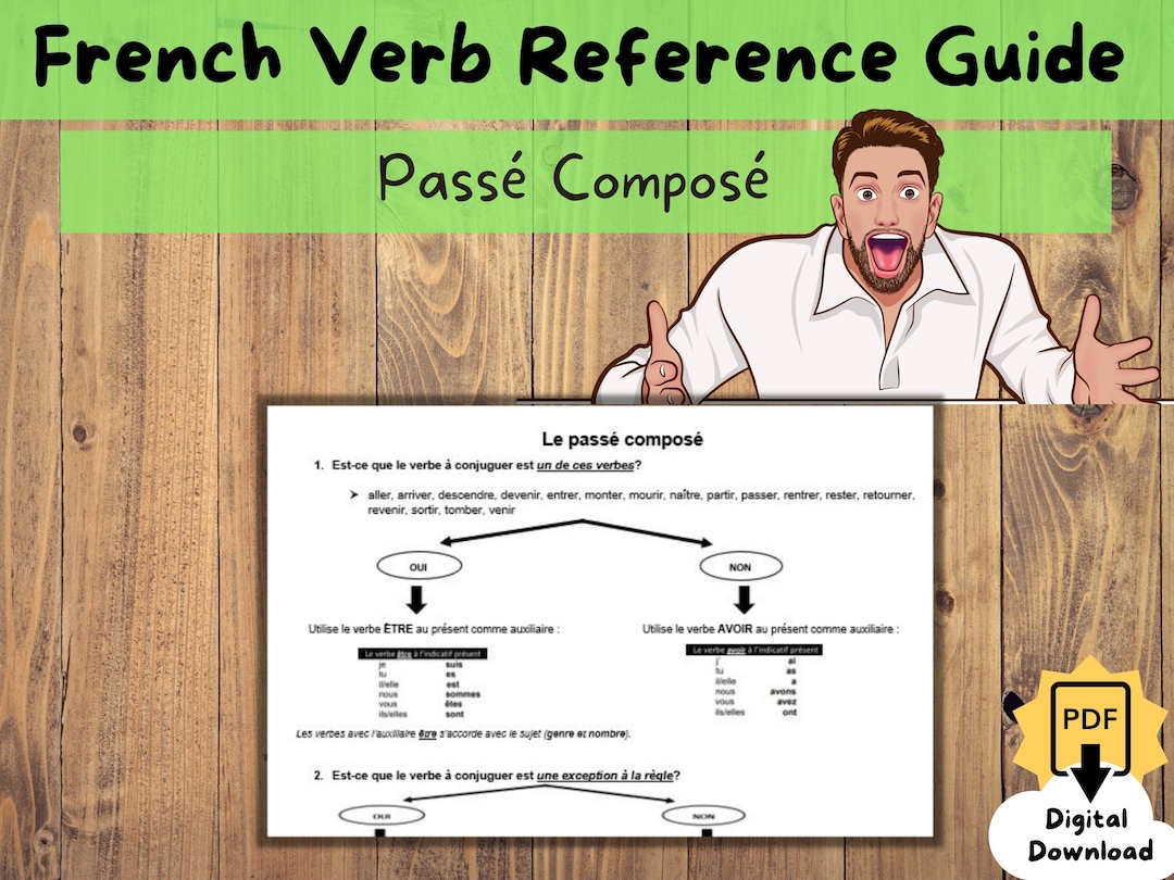 French Verb Conjugation passé Composé Verb Cheat Sheet - Etsy