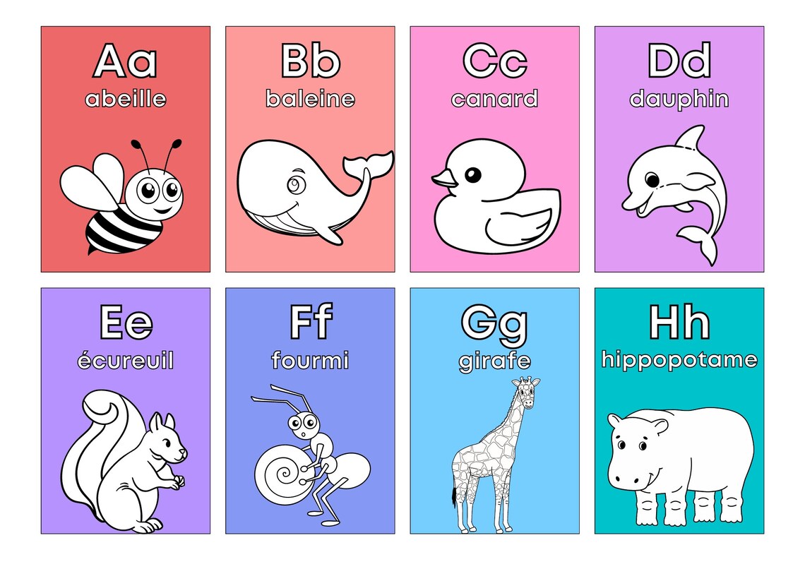 French Alphabet Flashcards (basic French Learning, Classroom Printable ...