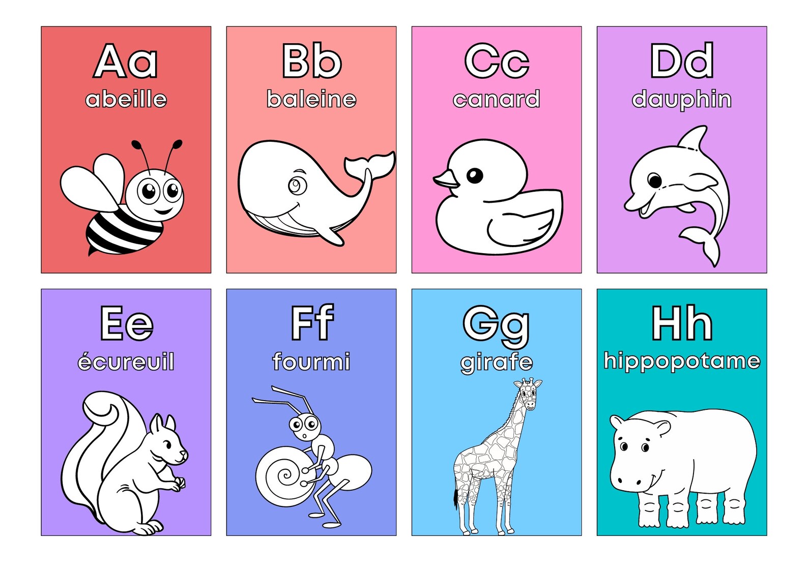 French Alphabet Flashcards (basic French Learning, Classroom Printable ...