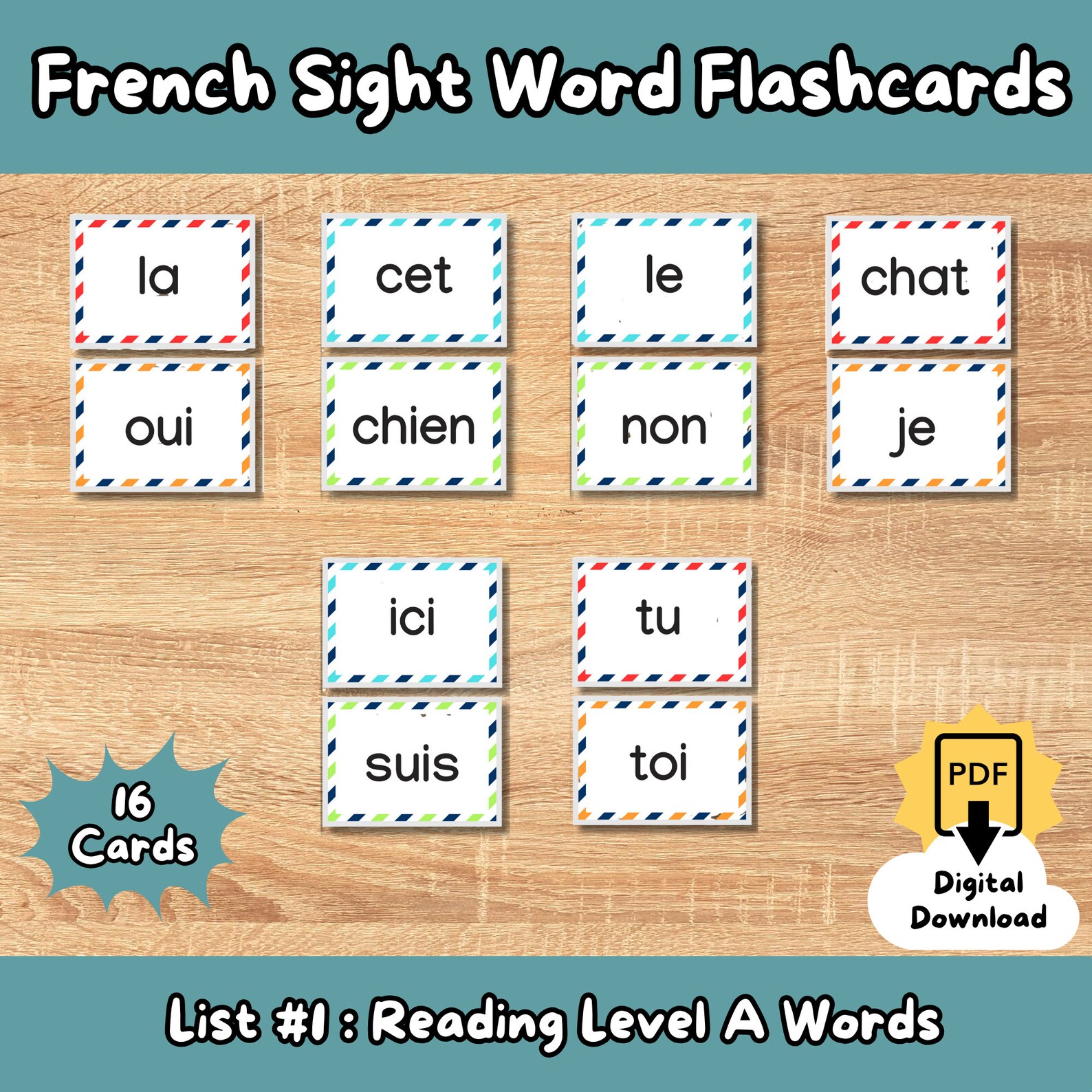 French Sight Word Flashcards level 1 Basic French Learning, Classroom ...