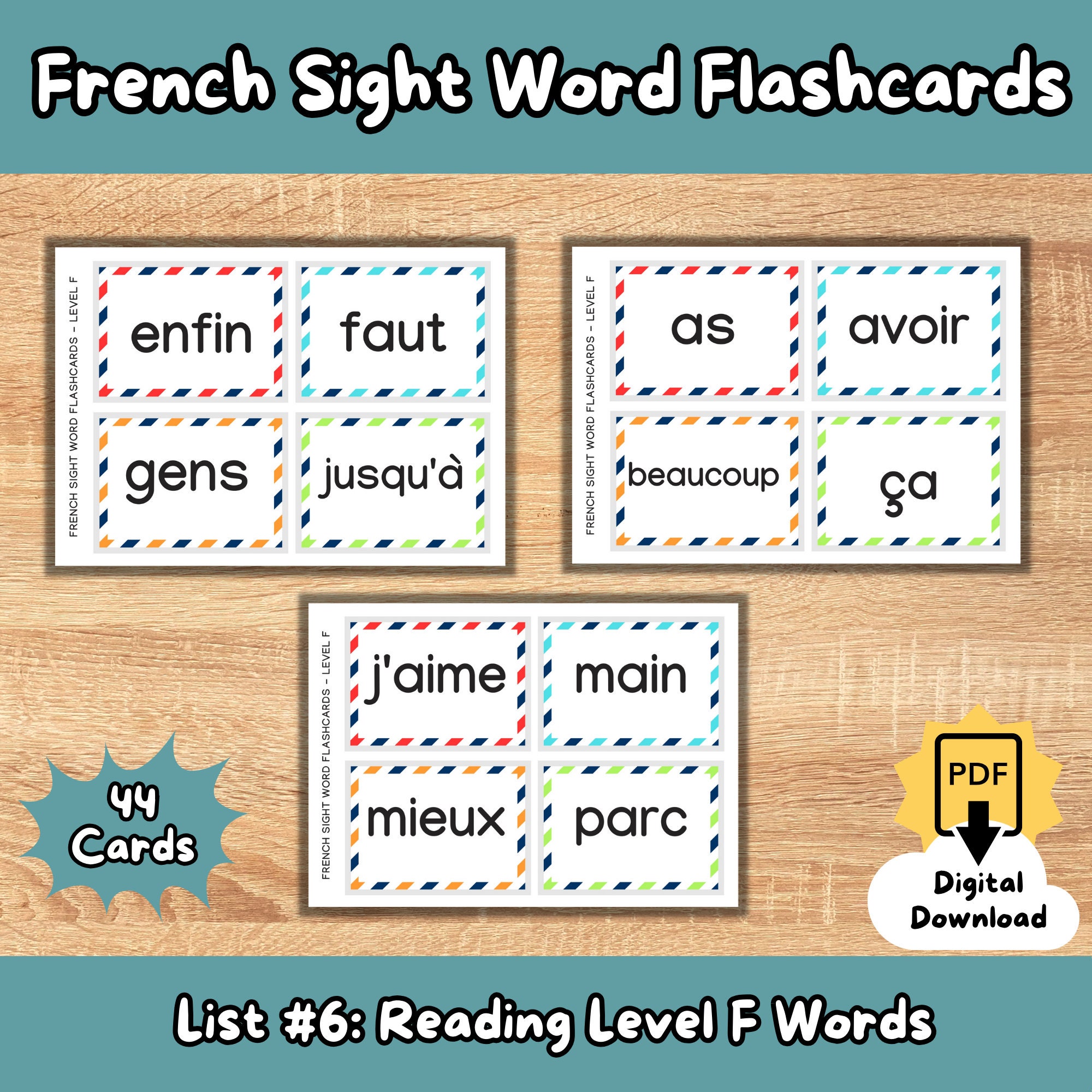 French Sight Word Flashcards level 6 Basic French Learning, Classroom ...