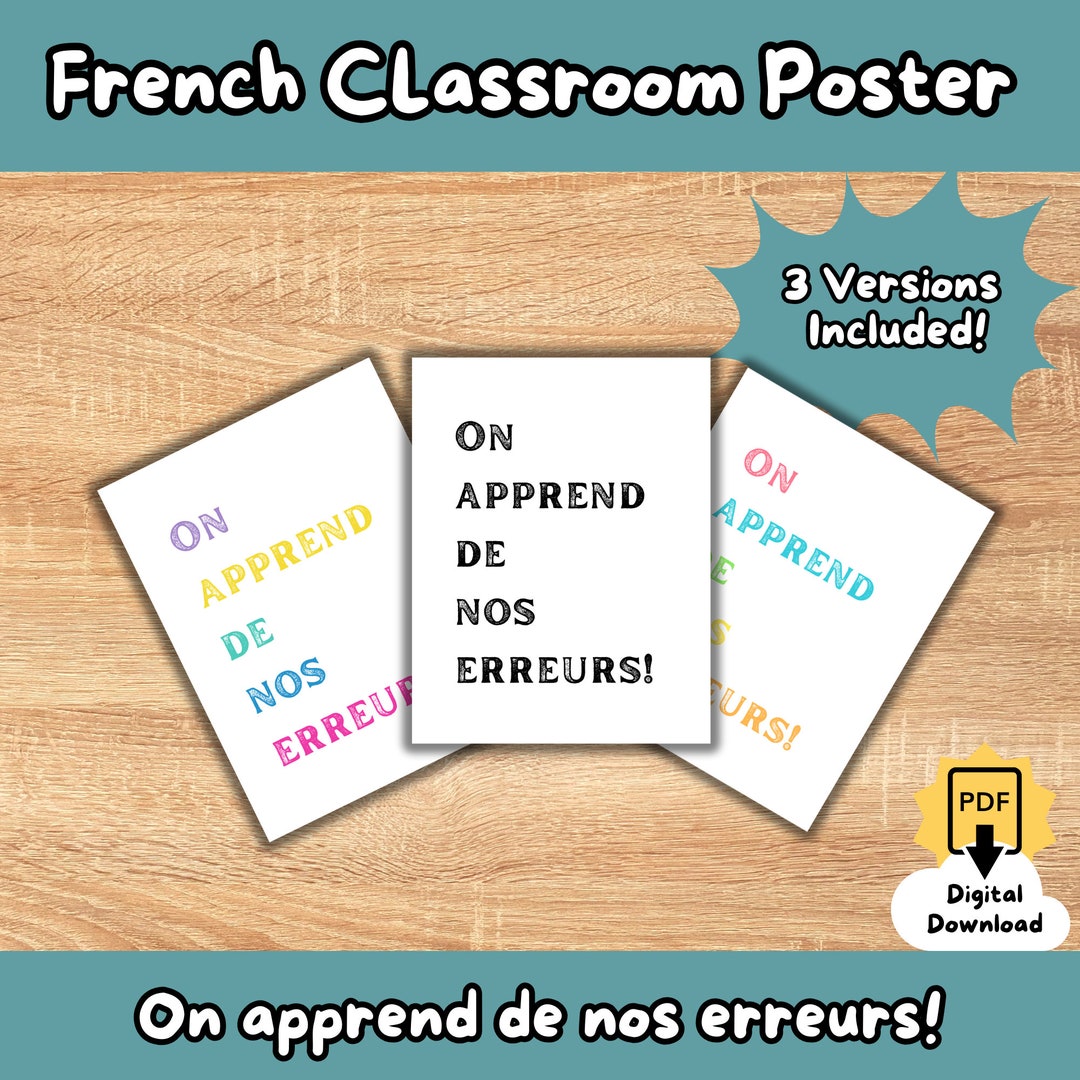 French Classroom Poster - on Apprend De Nos Erreurs! (classroom Decor ...