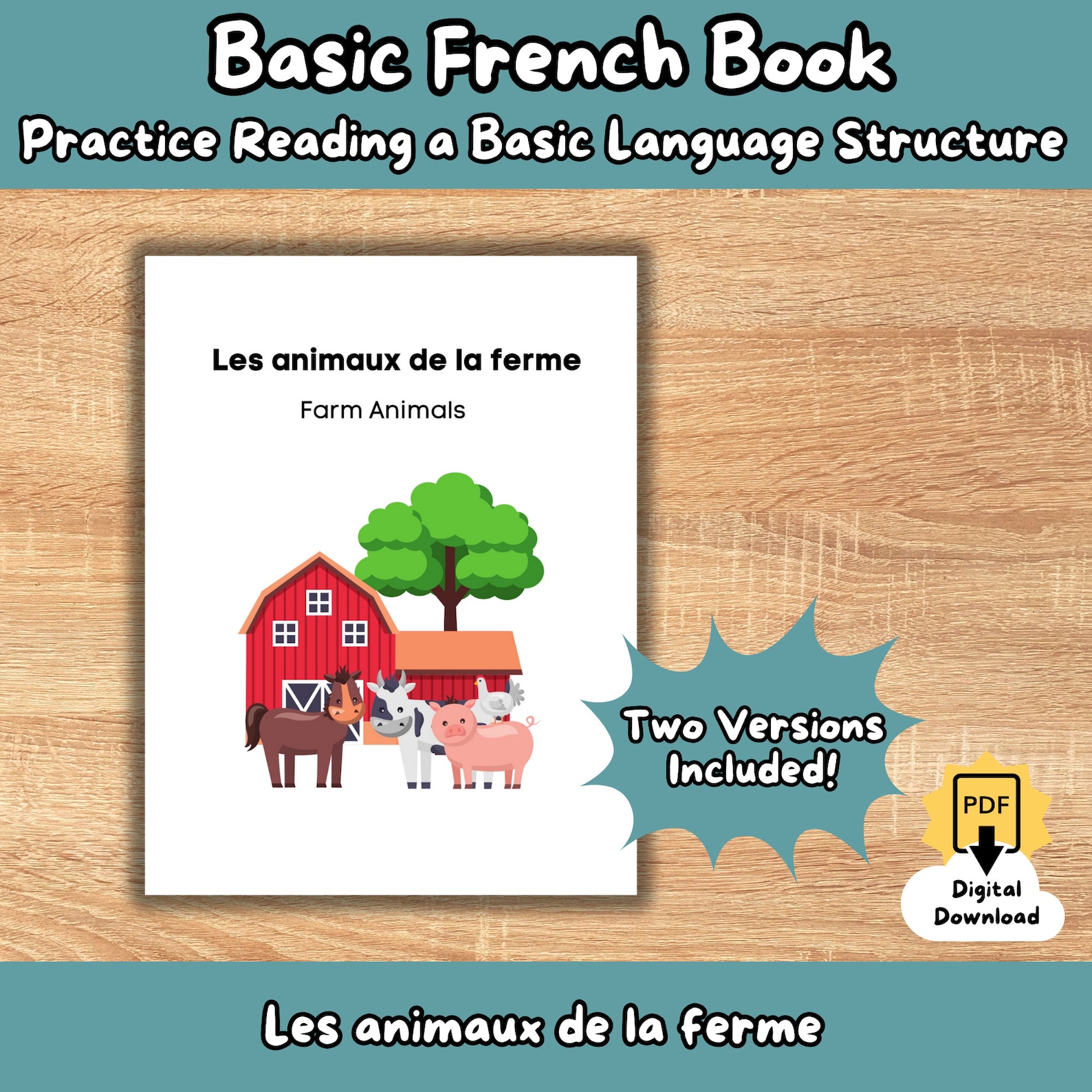 Les Animaux De La Ferme basic French Language Book, FSL Classroom ...