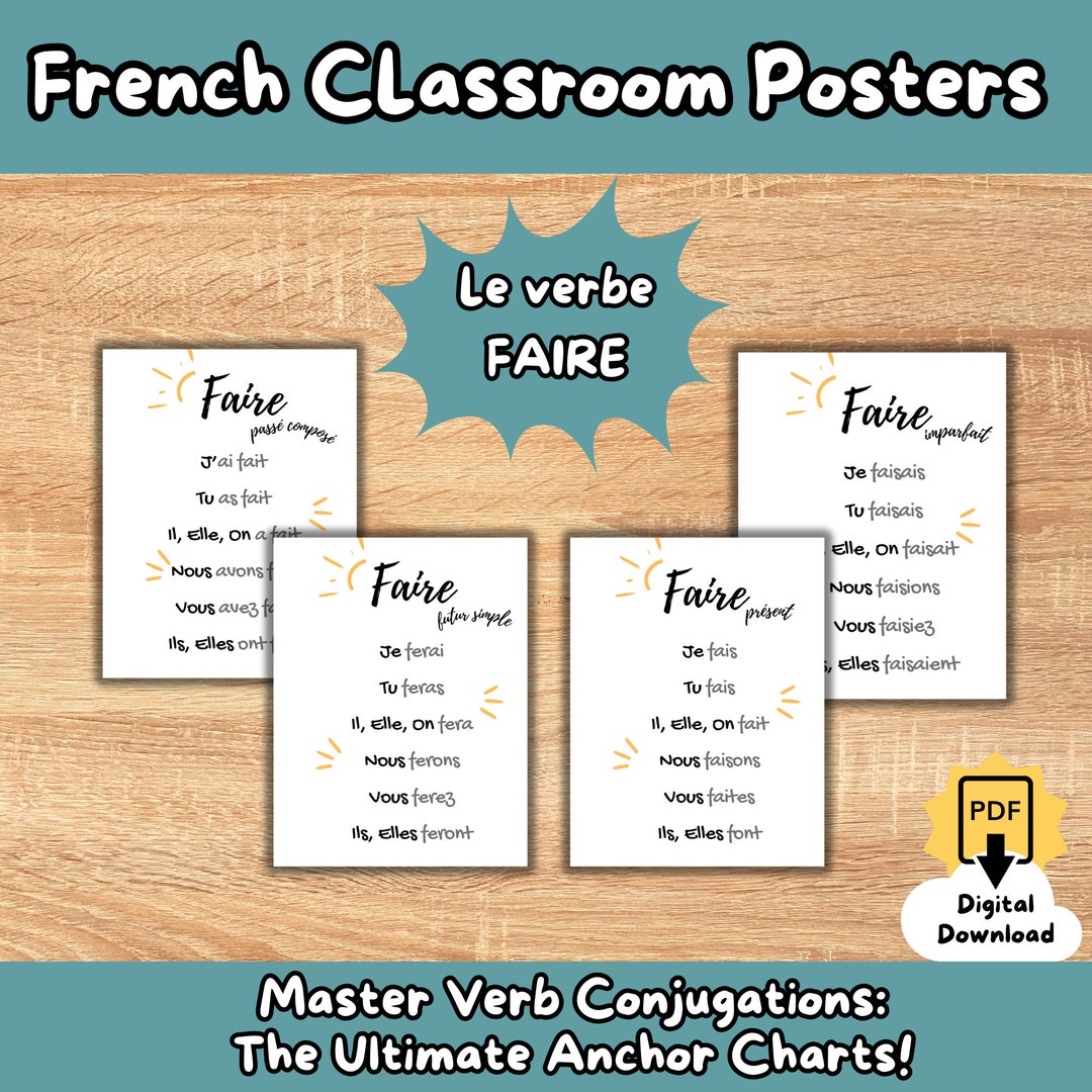 French Classroom Poster - Le Verbe FAIRE (classroom Decor, Language ...