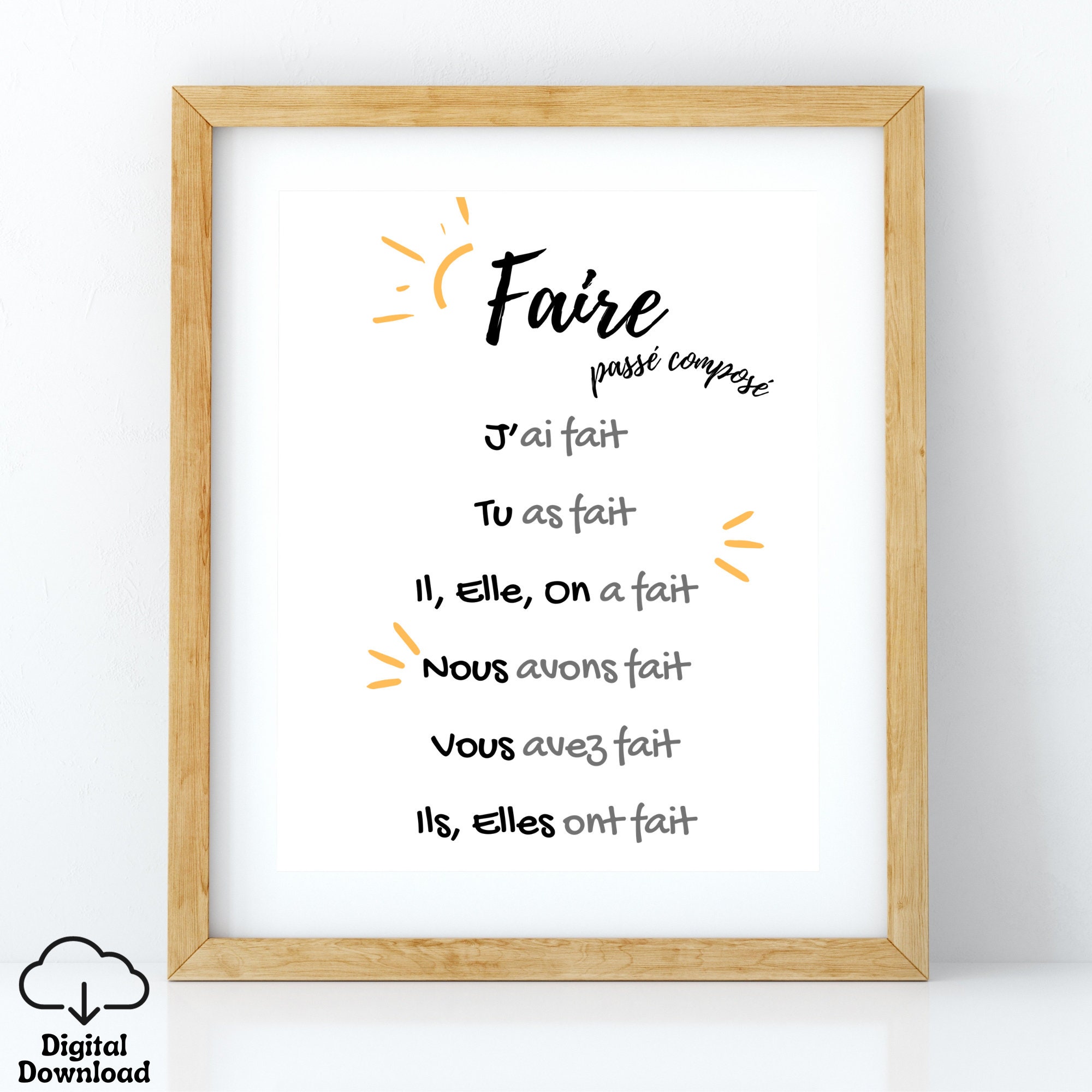 French Classroom Poster - Le Verbe FAIRE (classroom Decor, Language ...