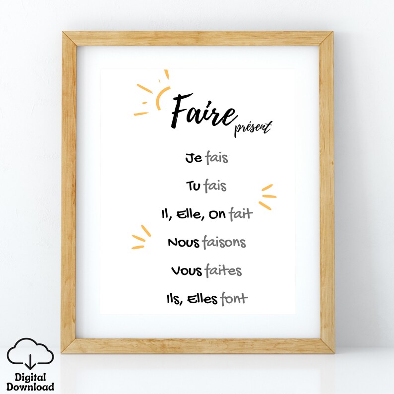 French Classroom Poster - Le Verbe FAIRE (classroom Decor, Language ...