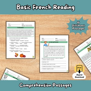 Basic French Reading Comprehension (french Learning, Classroom ...