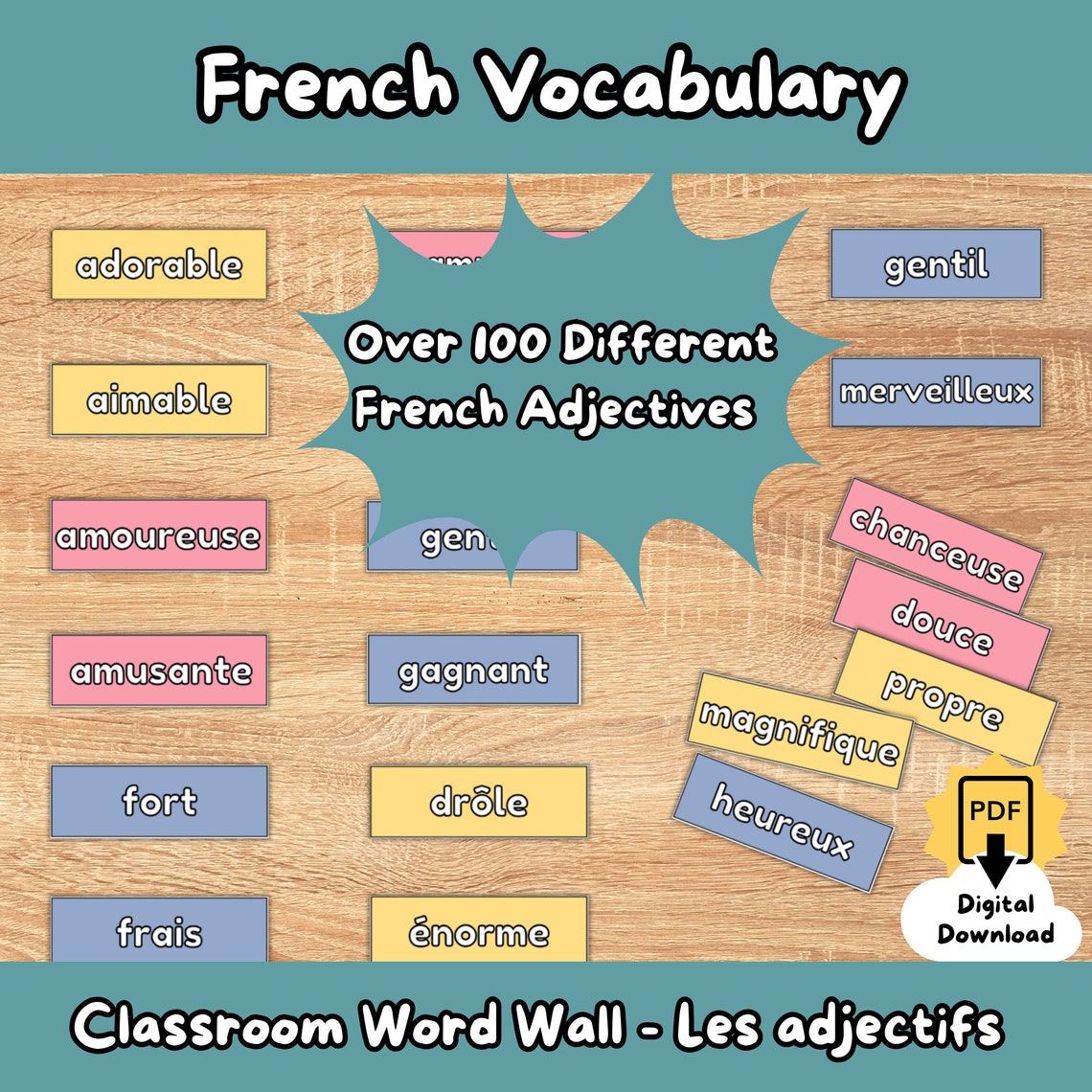 French Adjectives for Classroom Word Walls french Vocabulary, Classroom ...