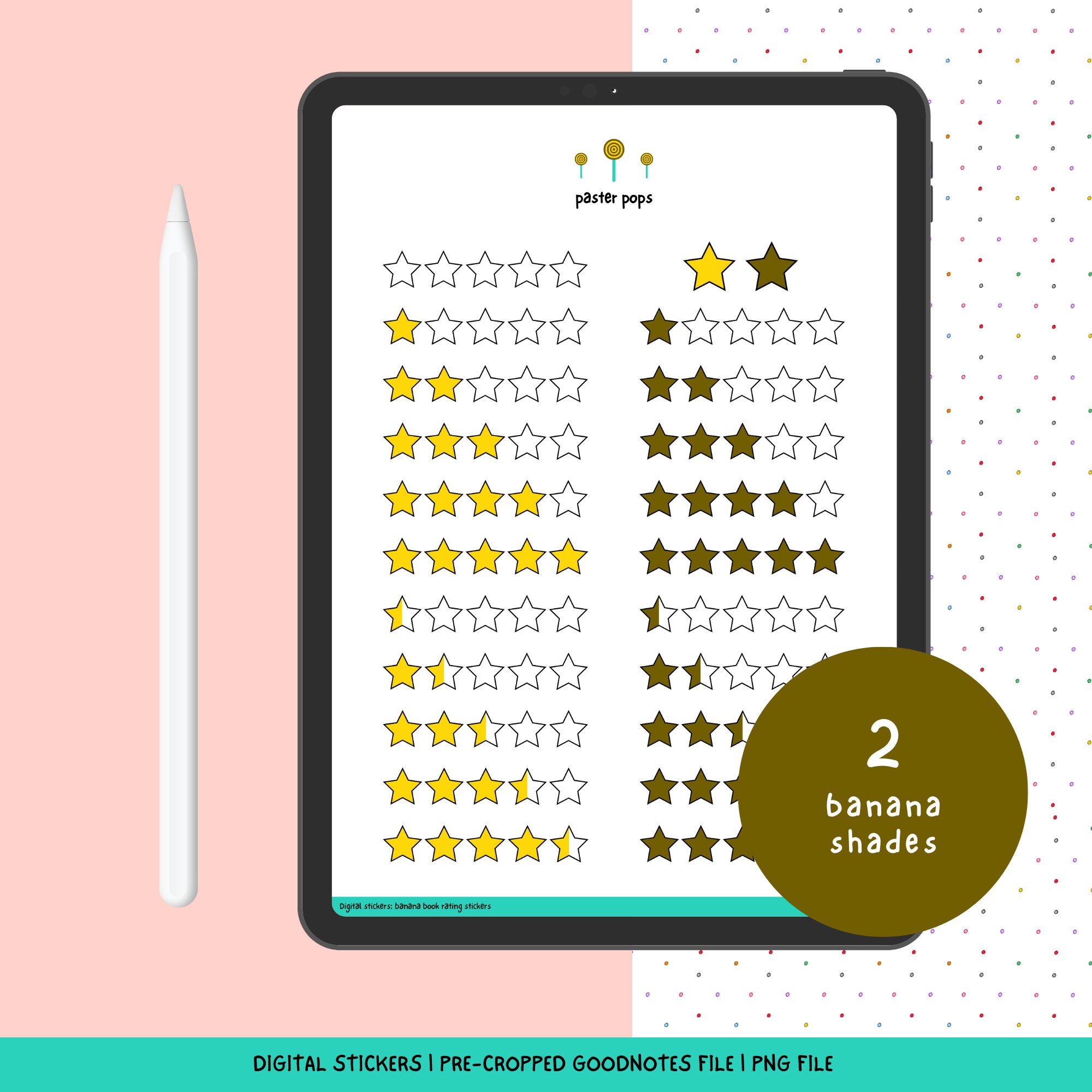 Yellow Star Ratings Digital Stickers, Half and Full Star Ratings, Great ...