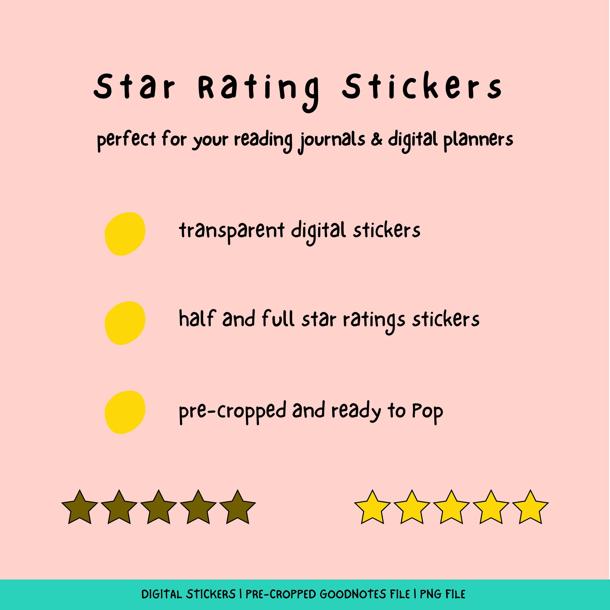 Yellow Star Ratings Digital Stickers Half and Full Star - Etsy