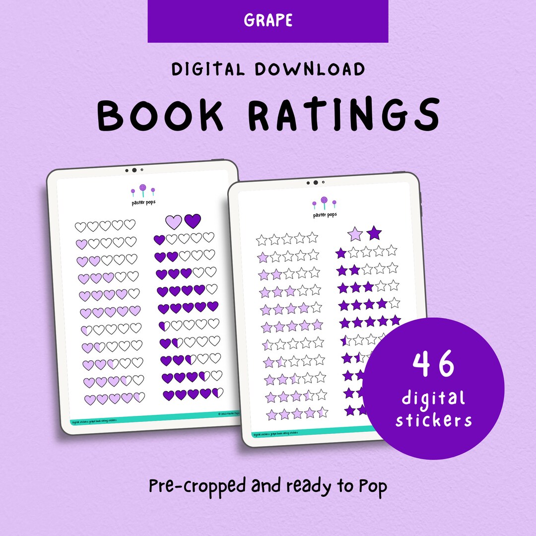 Purple Star Ratings Digital Stickers, Star Ratings and Heart Ratings in ...