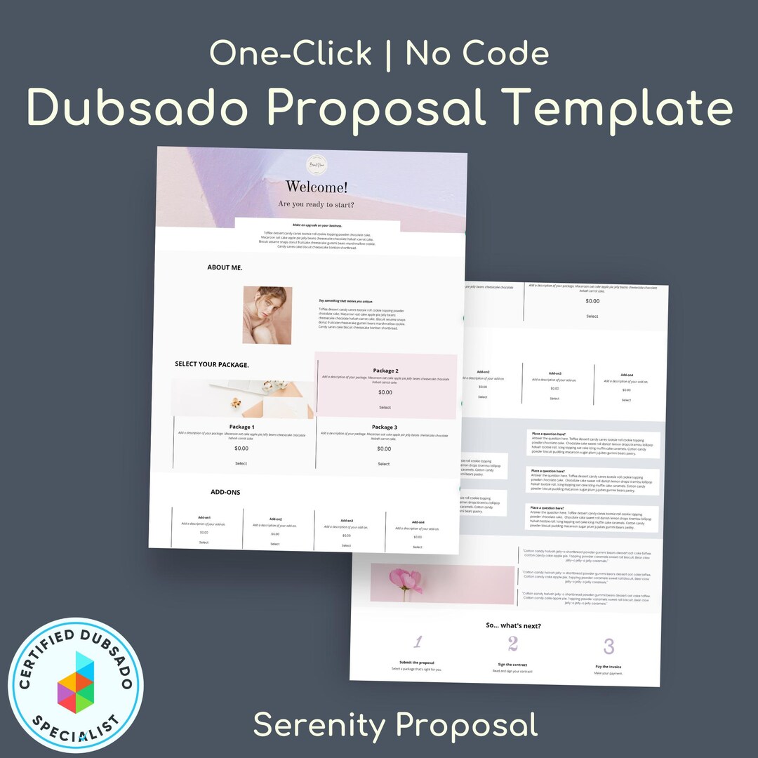 Dubsado Proposal Template One-click No Code Customizable Template Serenity Dubsado Certified ...