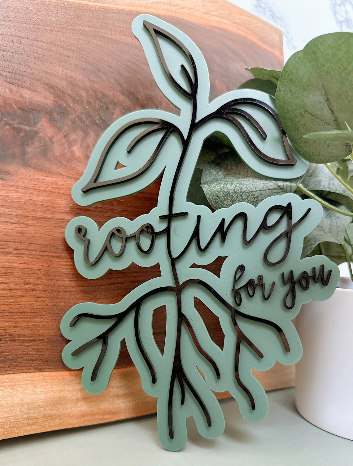 Rooting for You - Plant Pun - Plant Art - Encouragement - Bookshelf Art ...