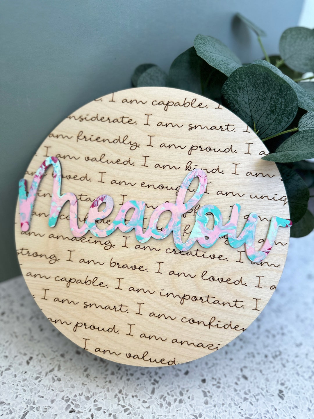 Personalized Affirmation Sign - Tie Dye Name - I Am Sign - Positive ...