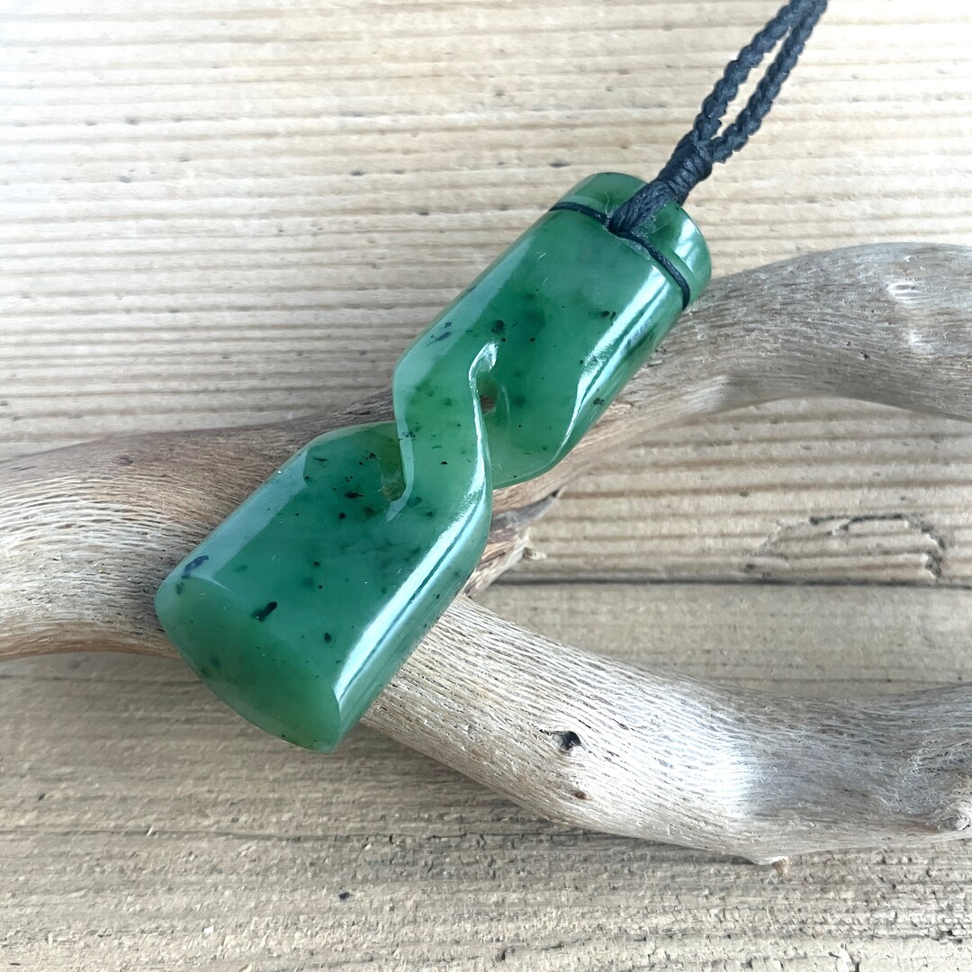 Siberian Nephrite Jade Toki Adze Infinity Twist Pendant Necklace 59 Mm ...