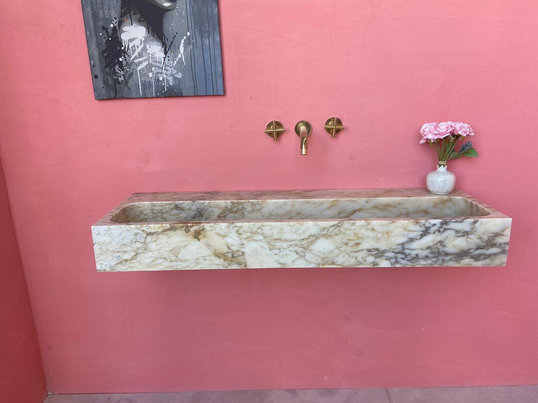 Calacatta Violet Marble Sink Wall Mounted Sink Custom Order - Etsy
