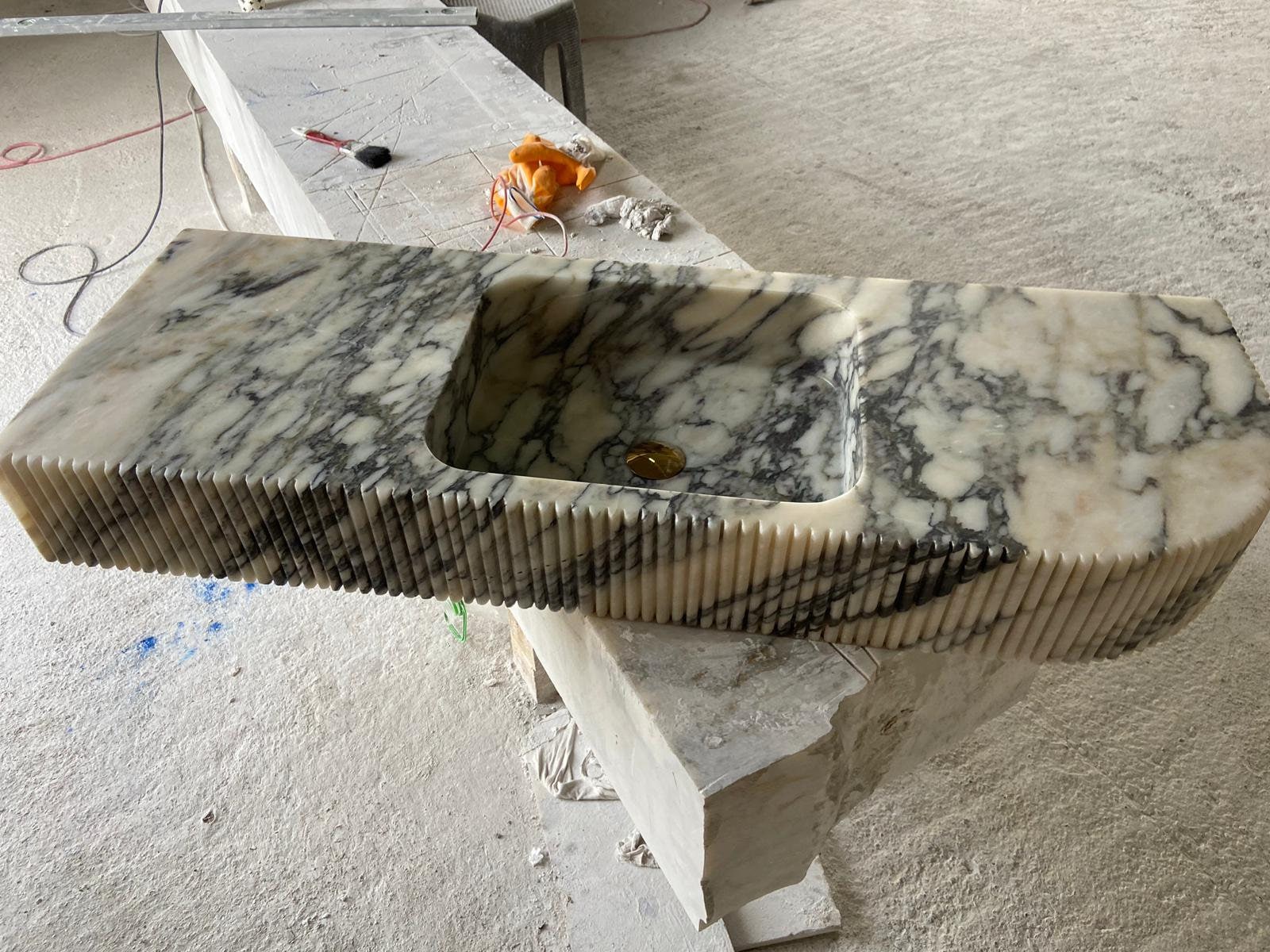 Calacatta Violet Marble Sink, Antique Marble Sink, Wall Mount Sink ...