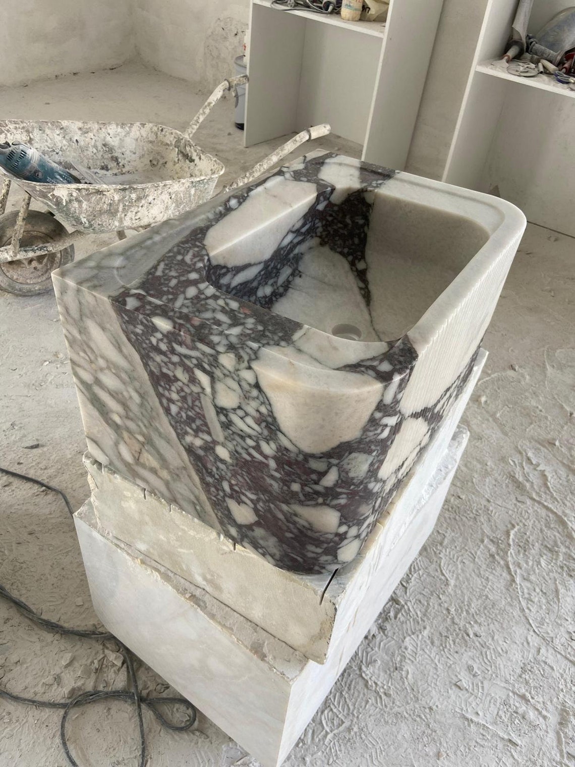 Calacatta Violet Marble Sink Wall Mount Sink Marble - Etsy