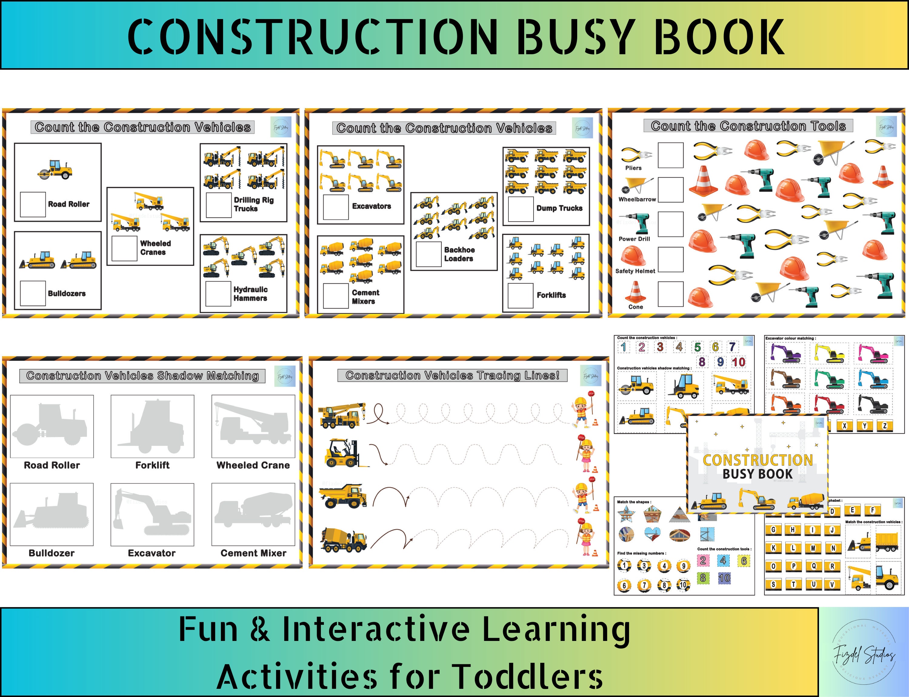 Construction Activity Book Printable Preschool Learning - Etsy