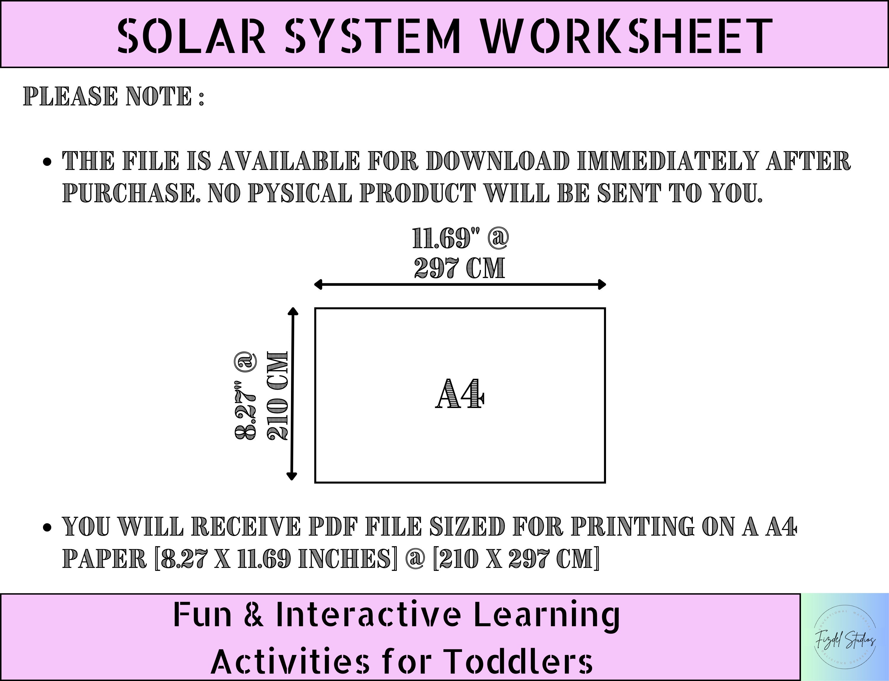 Solar System Activity Book Printable Preschool Learning - Etsy