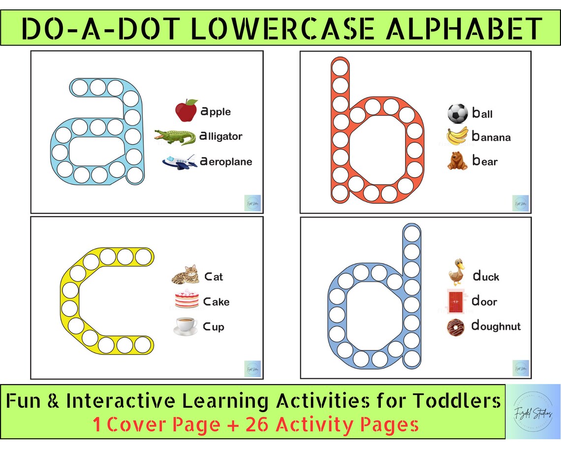 Do A Dot Sticker Lowercase Alphabet Dot Dab Marker Activity Book ...