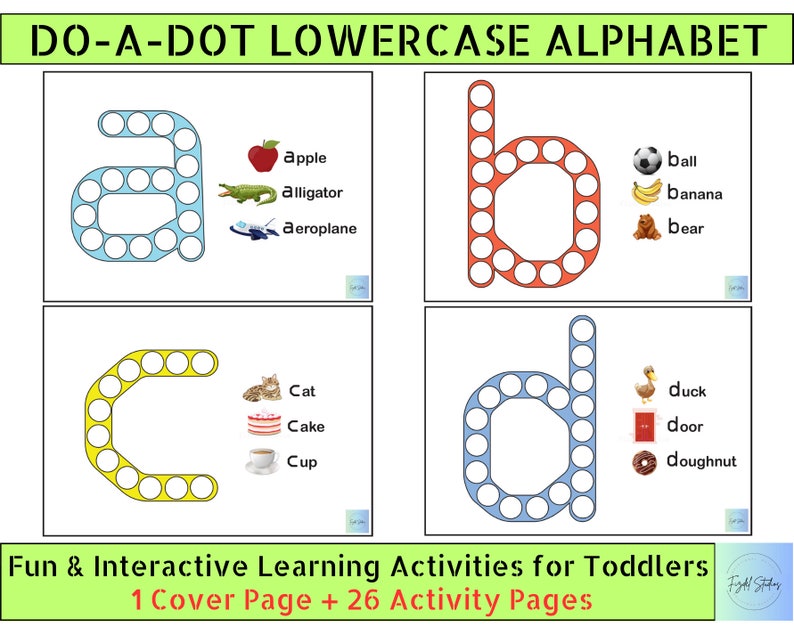 Do A Dot Sticker Lowercase Alphabet Dot Dab Marker Activity Book ...