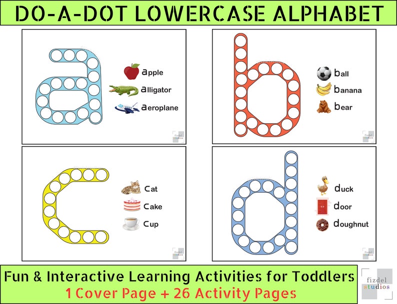 Do A Dot Sticker Lowercase Alphabet Dot Dab Marker Activity - Etsy