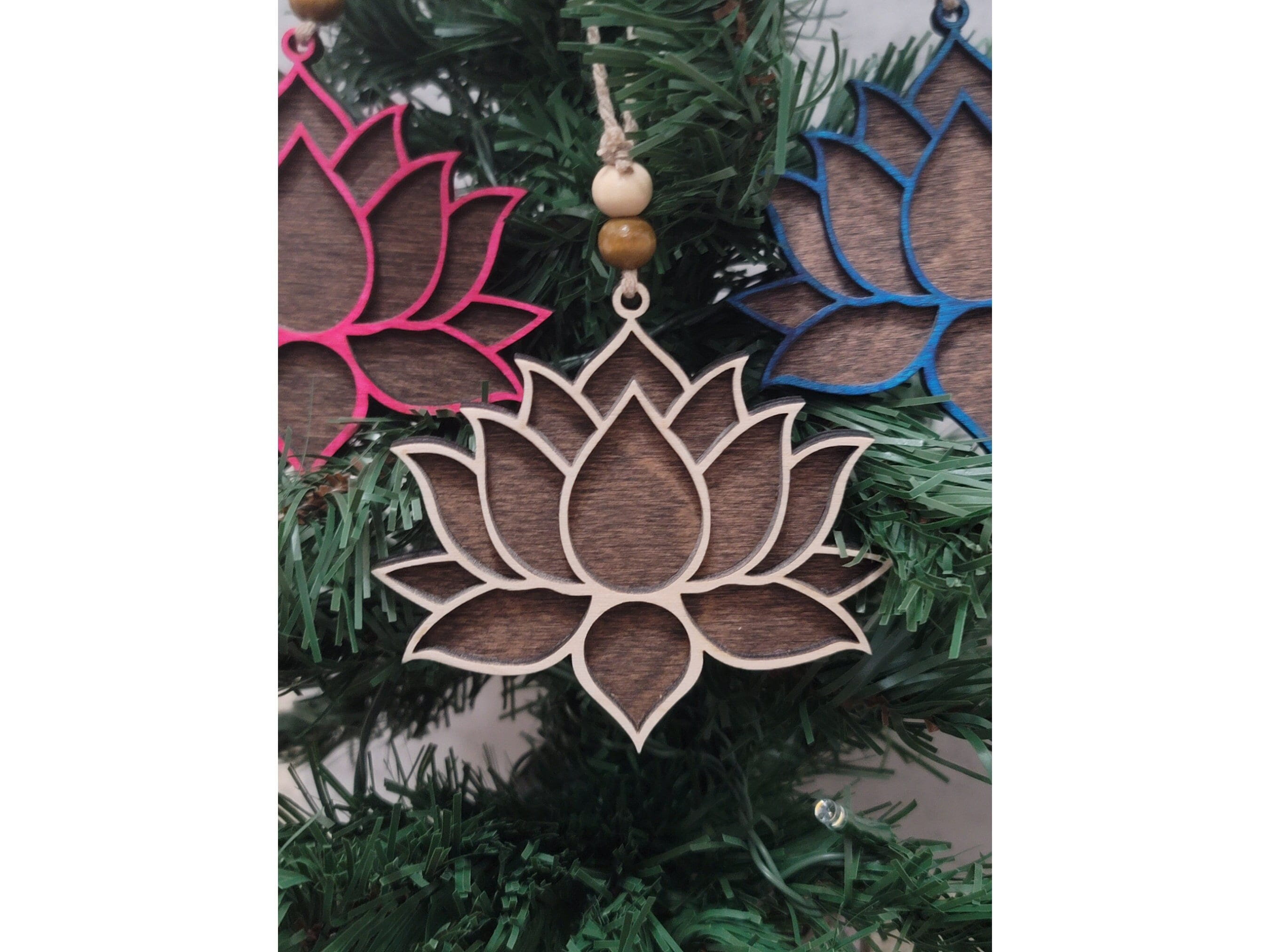 Lotus Flower Wood Christmas Ornament - Etsy