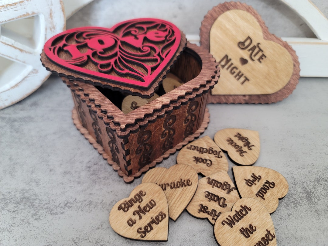 Couples Heart Shaped Box With Date Night Tokens, Customized and ...