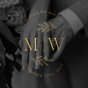 Modern Wedding Logo, Elegant Wedding Monogram, Wedding Gobo, Couple ...