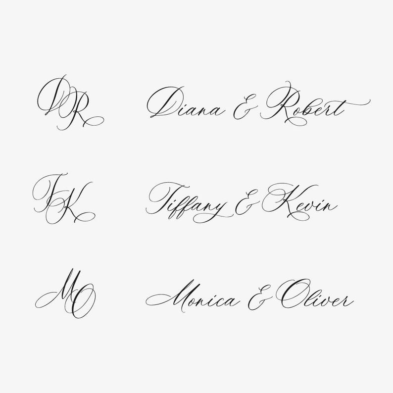Calligraphy Wedding Logo Design | Personalized Wedding Monogram Set - Etsy