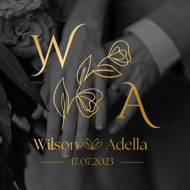 Wedding Logo SVG, Monogram SVG, Elegant Wedding Monogram, Wedding Gobo ...